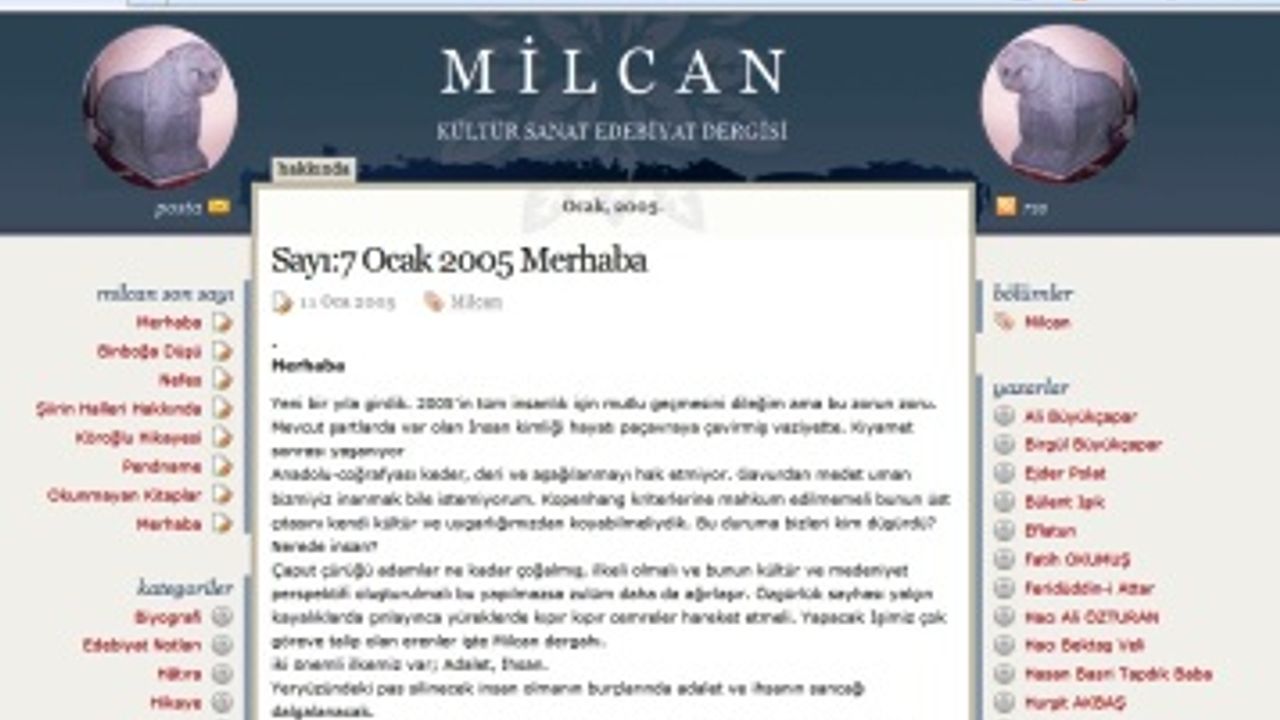 Kültür sanat eki Milcan sanal âlemde - Dünya Bizim Kültür Portalı